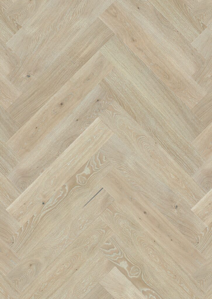 Keystone Cream White Herringbone Hardwood | Artisan Flooring