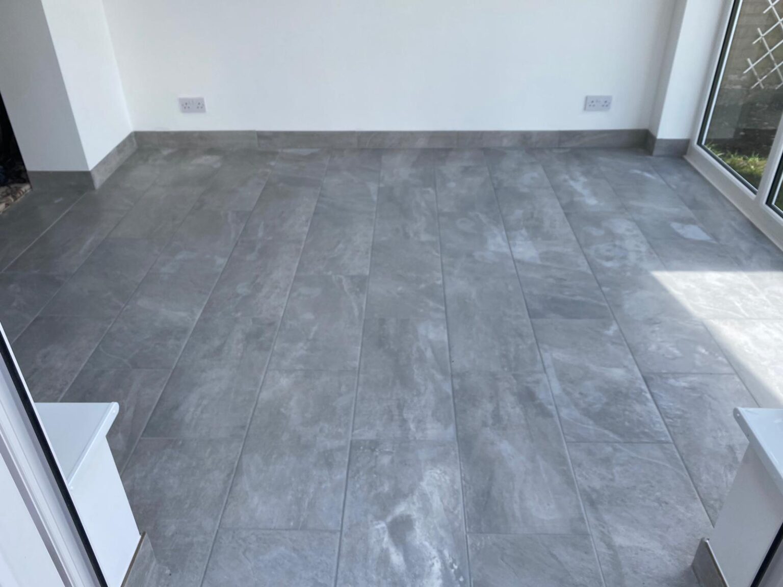 Delta Dark Grey Matt White Porcelain Wall & Floor Tiles 600mm x 300mm ...